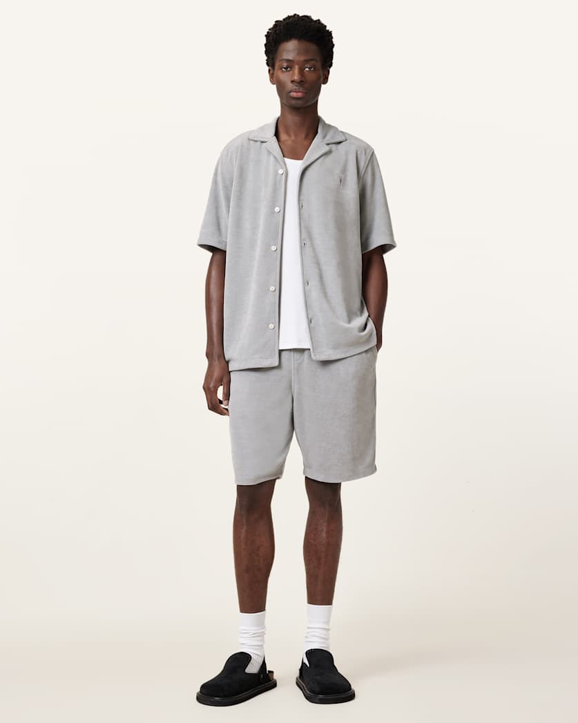Felix Relaxed Towel Short Sleeve Ramskull Shirt MACHINE GREY | ALLSAINTS